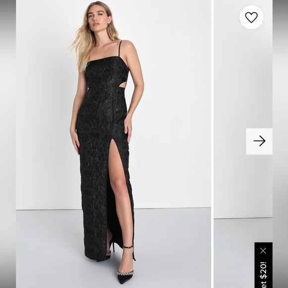 Lulus | Dresses | Gorgeously Chic Black Floral Jacquard Cutout Maxi ...